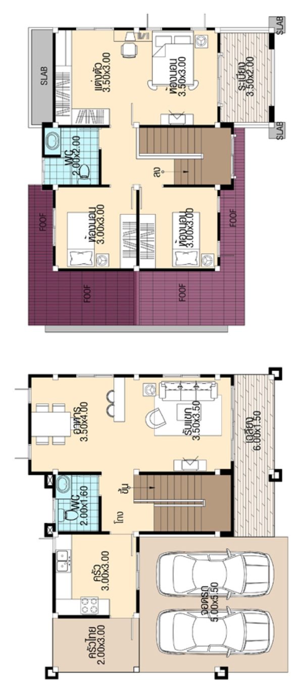 House Design 11x9 with 3 bedrooms - House Plans 3D