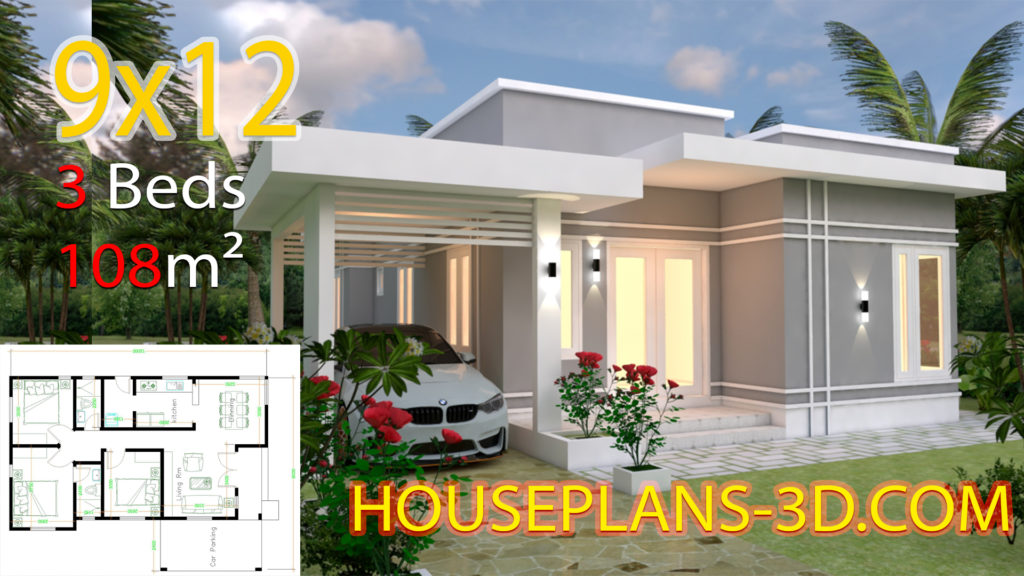 House Design Plans 8x6 with 2 Bedrooms - House Plans 3D