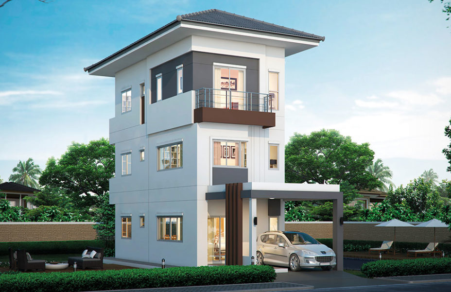 House design plan 4.5x13m with 3 bedrooms - House Plans 3D